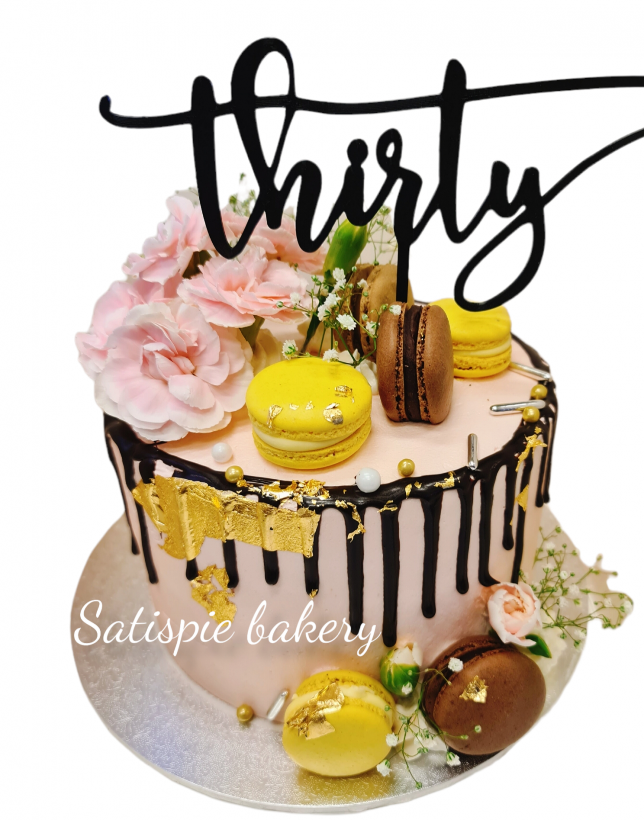 Light Pink Flowers Cake - SATISPIE BAKERY